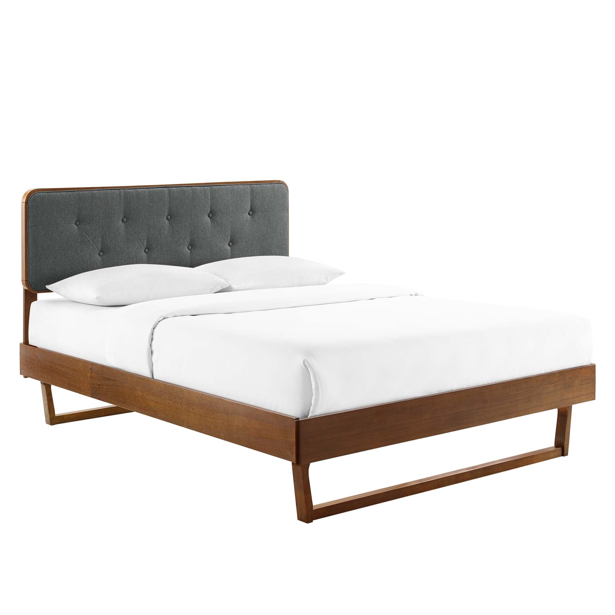 Bailey Walnut King Platform Bed With Angular Frame – Spacejoy