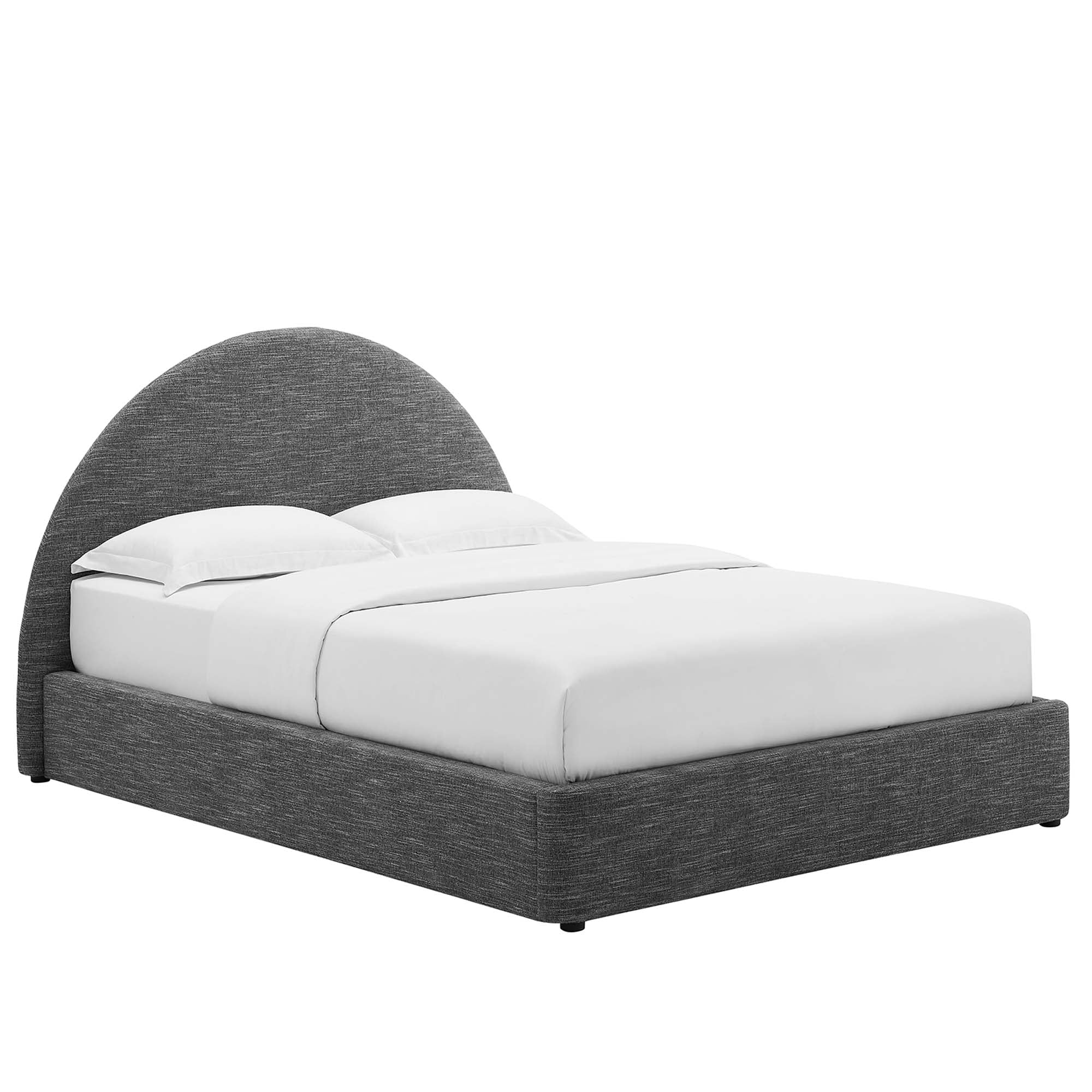 Retreat Upholstered Fabric Arched Round Queen Platform Bed – Spacejoy