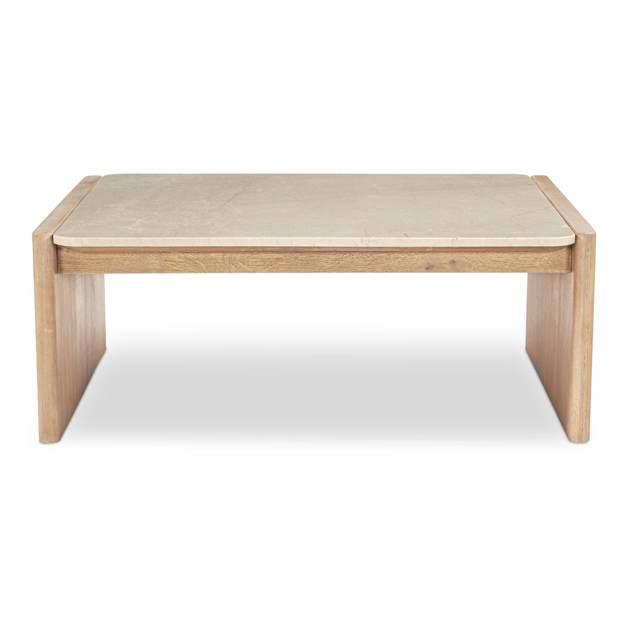 Modern Oak & Marble Curve Coffee Table – Spacejoy