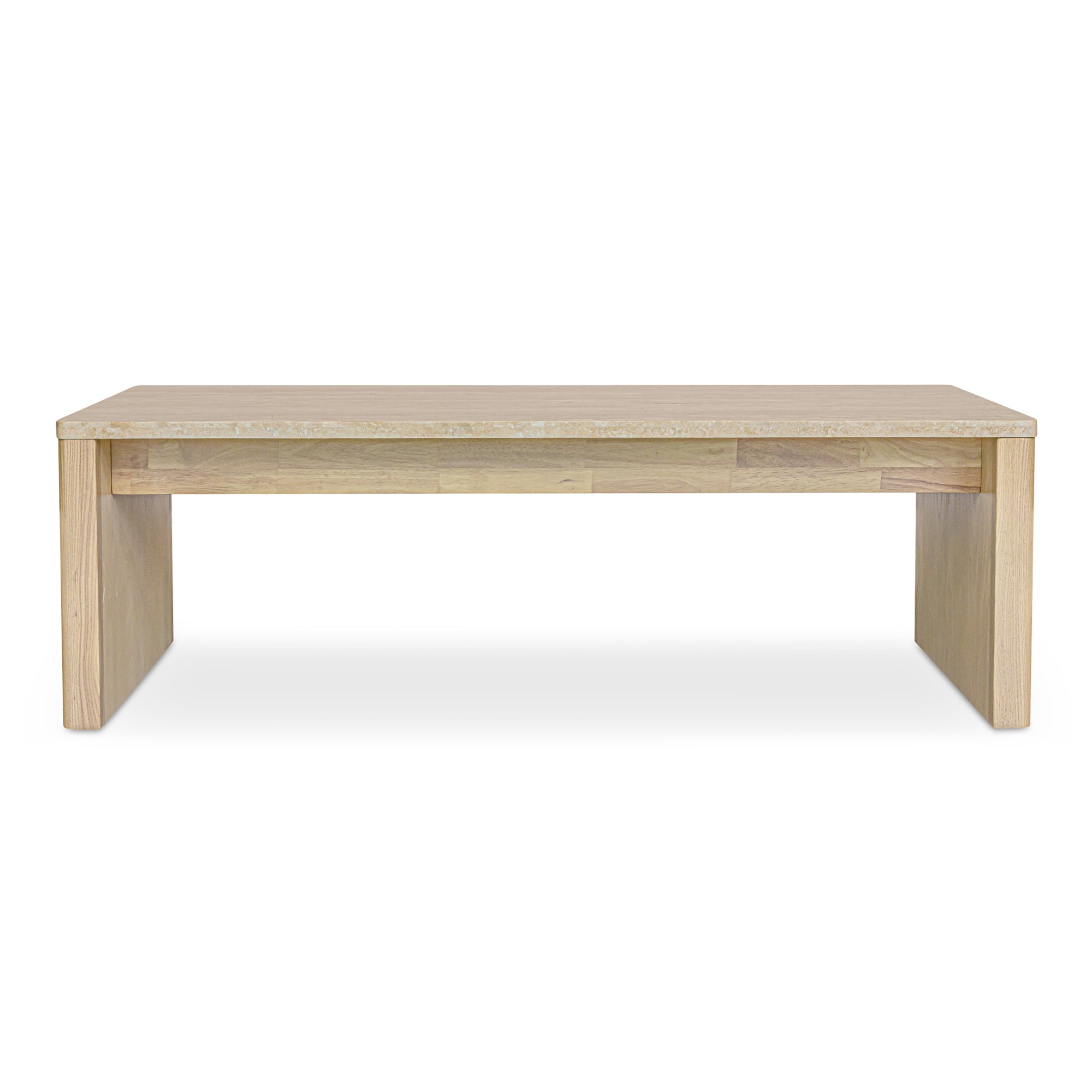 Elegant Earthy Travertine & Ash Coffee Table – Spacejoy