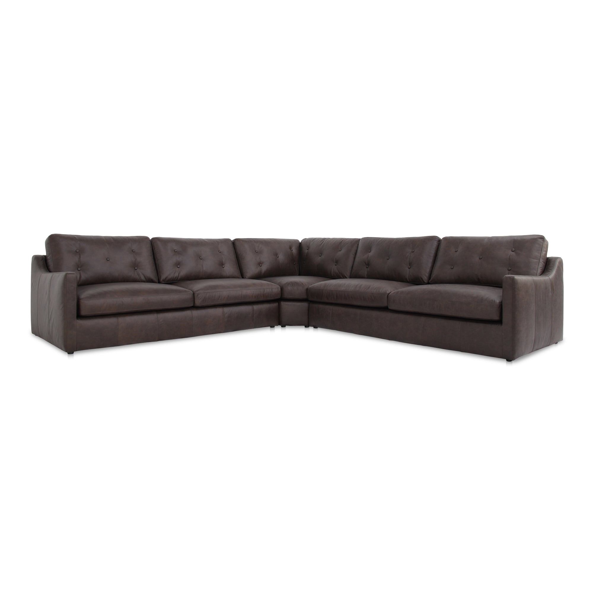 Timeless Espresso Leather Modular Sofa with Slope Arms – Spacejoy