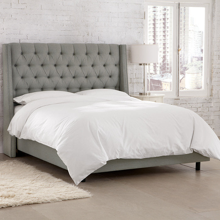 Annabel Upholstered Wingback Bed Kelly Clarkson Home Size: Queen Body – Spacejoy