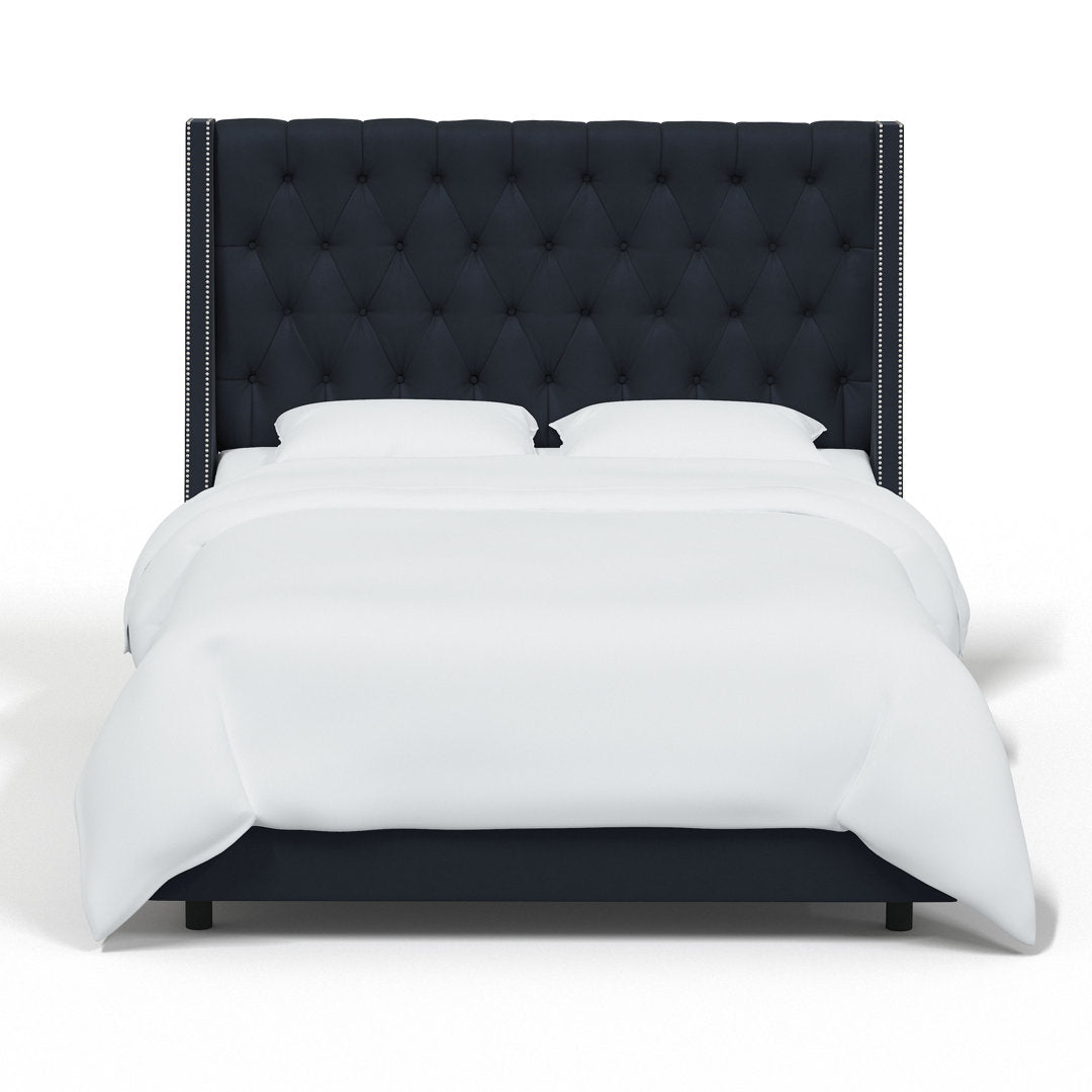 Annabel Upholstered Wingback Bed Kelly Clarkson Home Size: Queen Body – Spacejoy