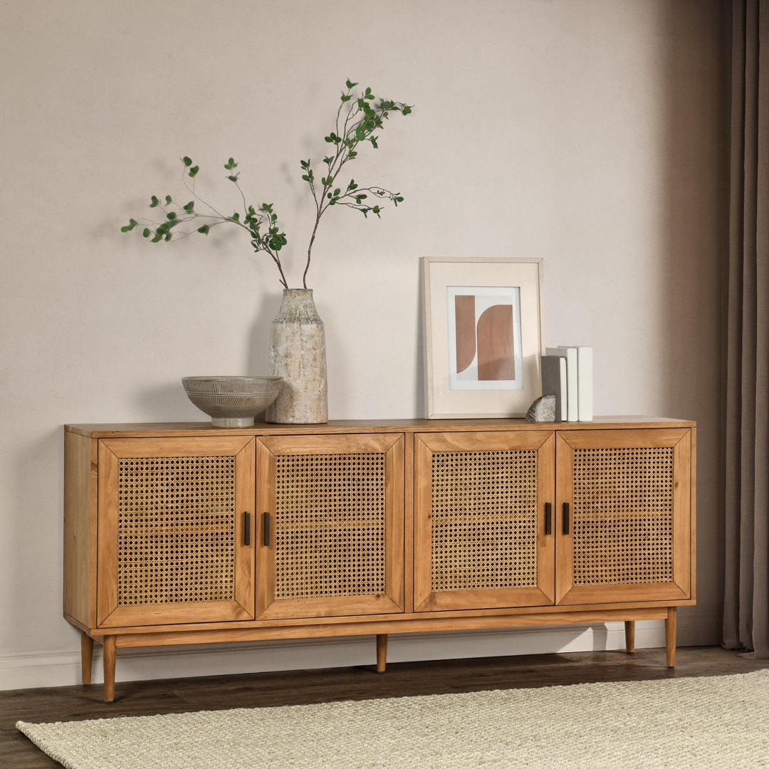 Genie Solid Wood 4 - Door Sideboard Joss & Main Color: Natural Brown – Spacejoy