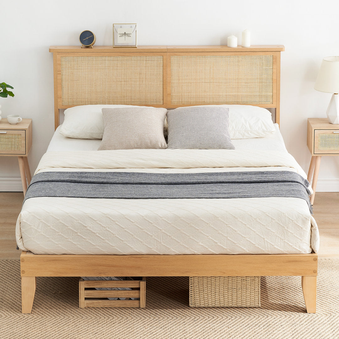 Stavern Mid Century Natural Platform Bed Bay Isle Home™ Size: Queen – Spacejoy
