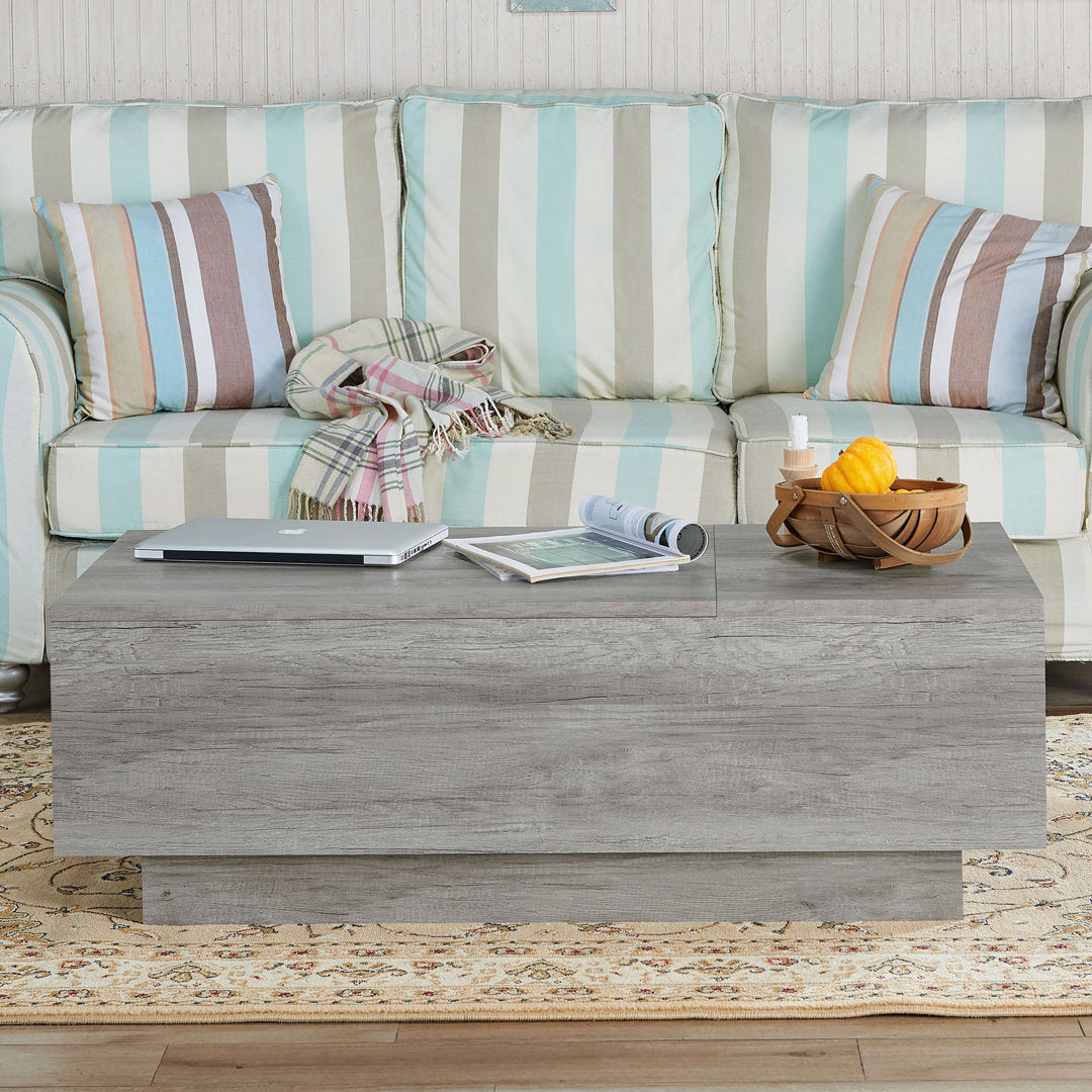 Kianna Lift Top Block Coffee Table with Storage Steelside™ Color: Vint – Spacejoy