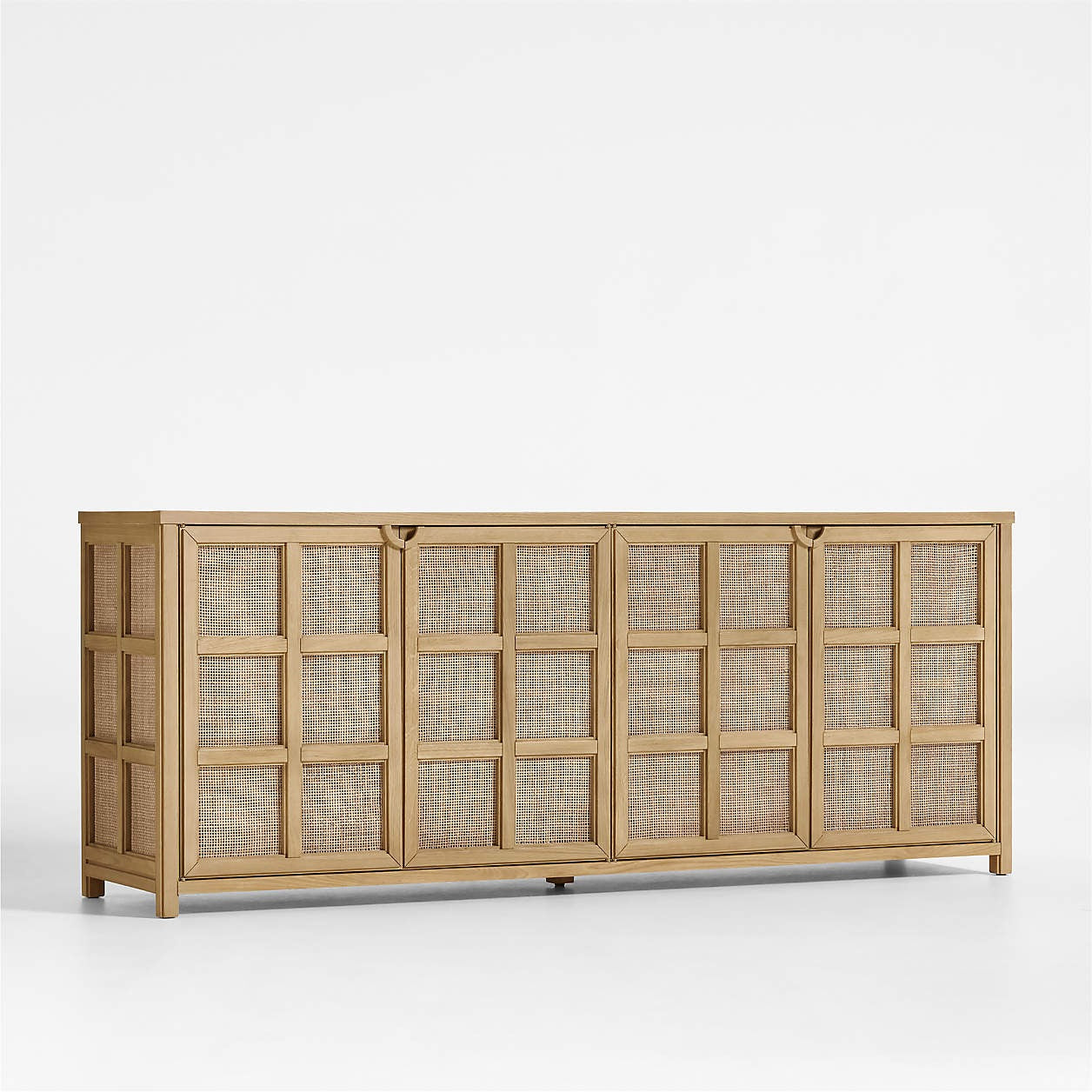Campagna Rattan and Natural Oak Wood Storage Media Console – Spacejoy