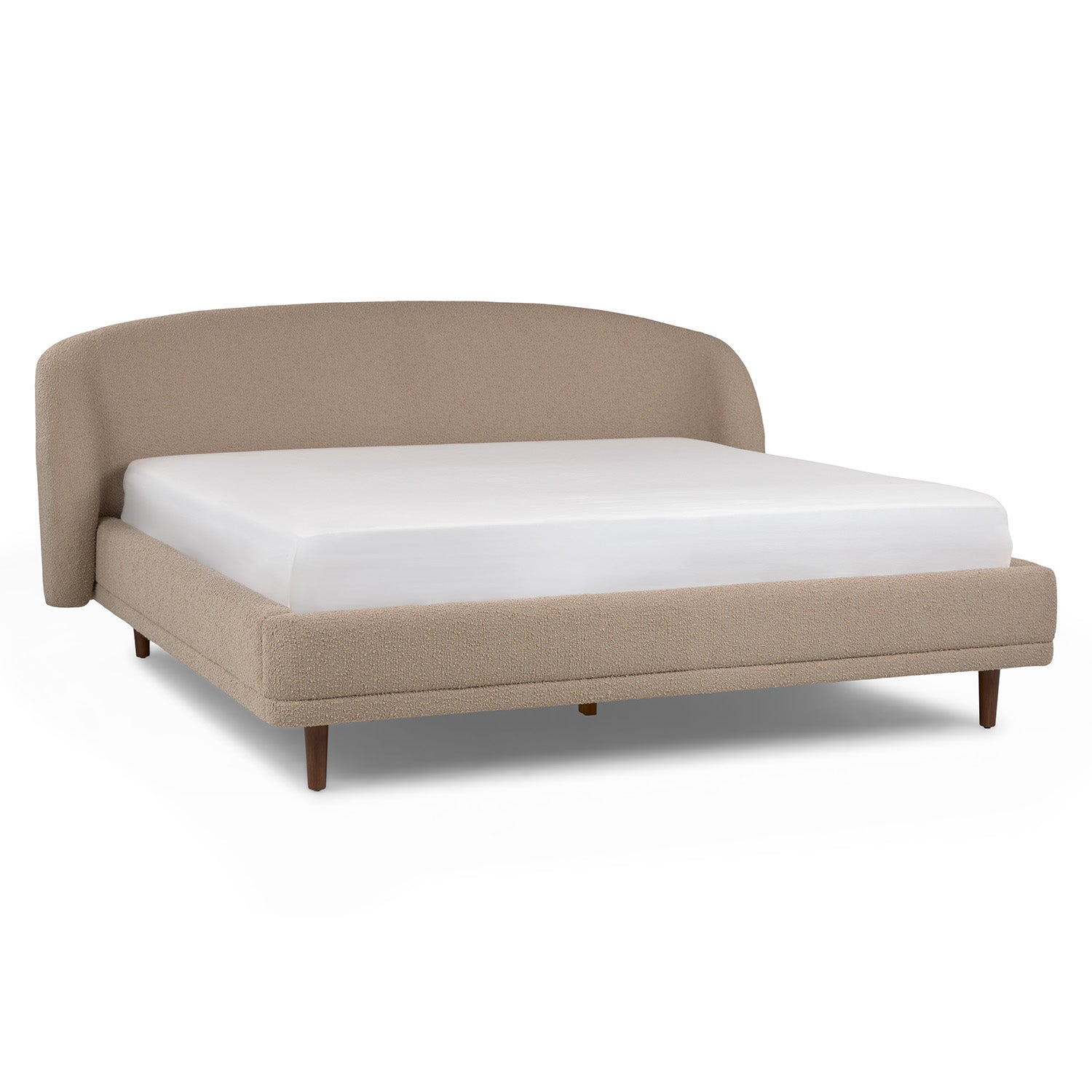 Kayra Lunaria Sandstone Bouclé King Bed – Spacejoy