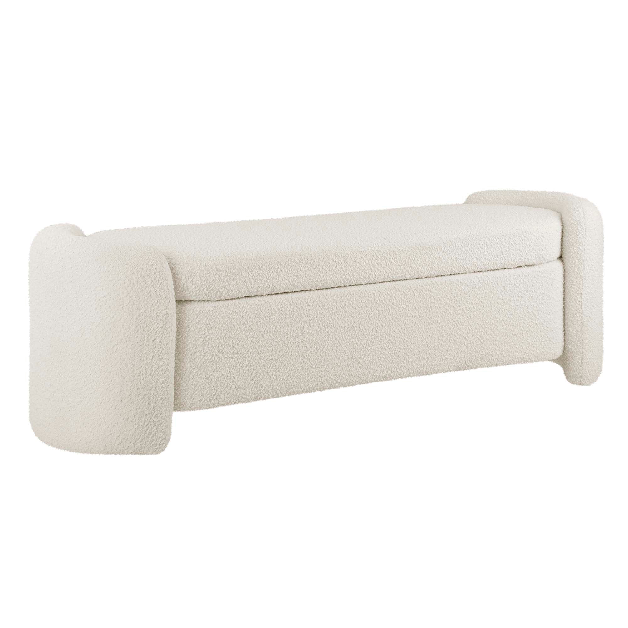 Nimbus Boucle Upholstered Bench – Spacejoy