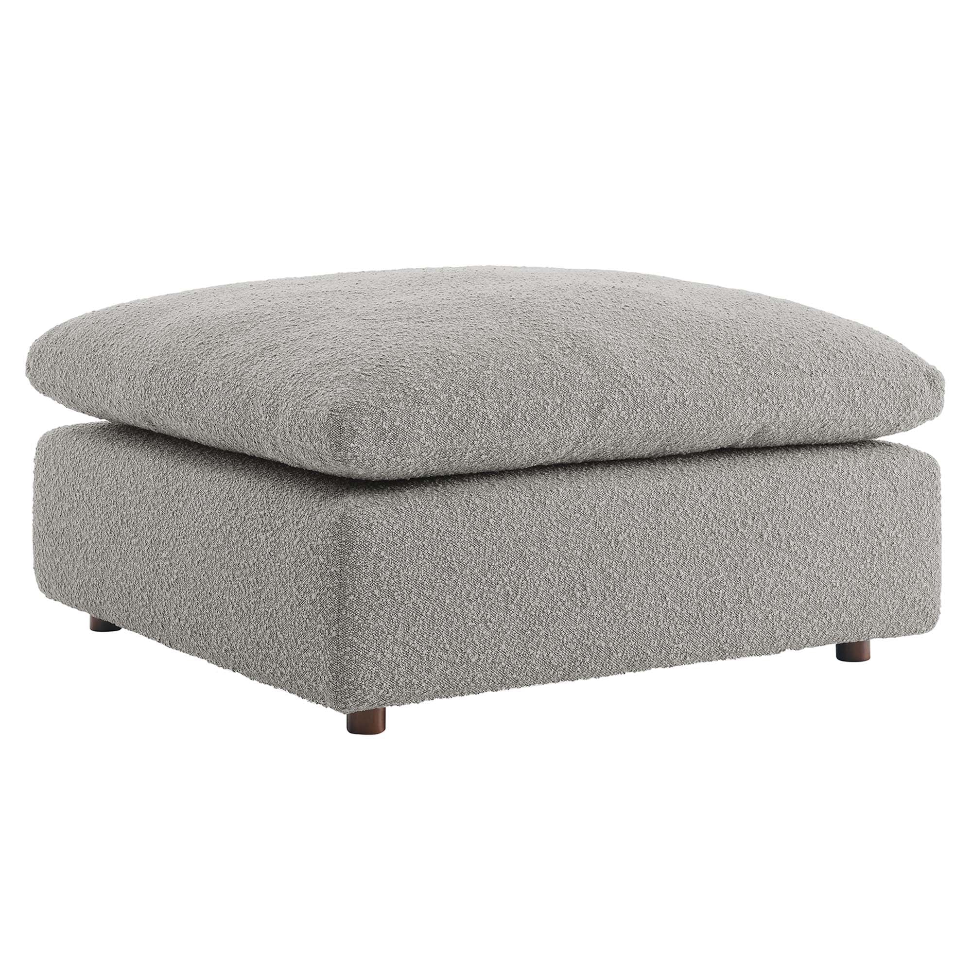 Comfy Down Filled Overstuffed Boucle Fabric Ottoman – Spacejoy
