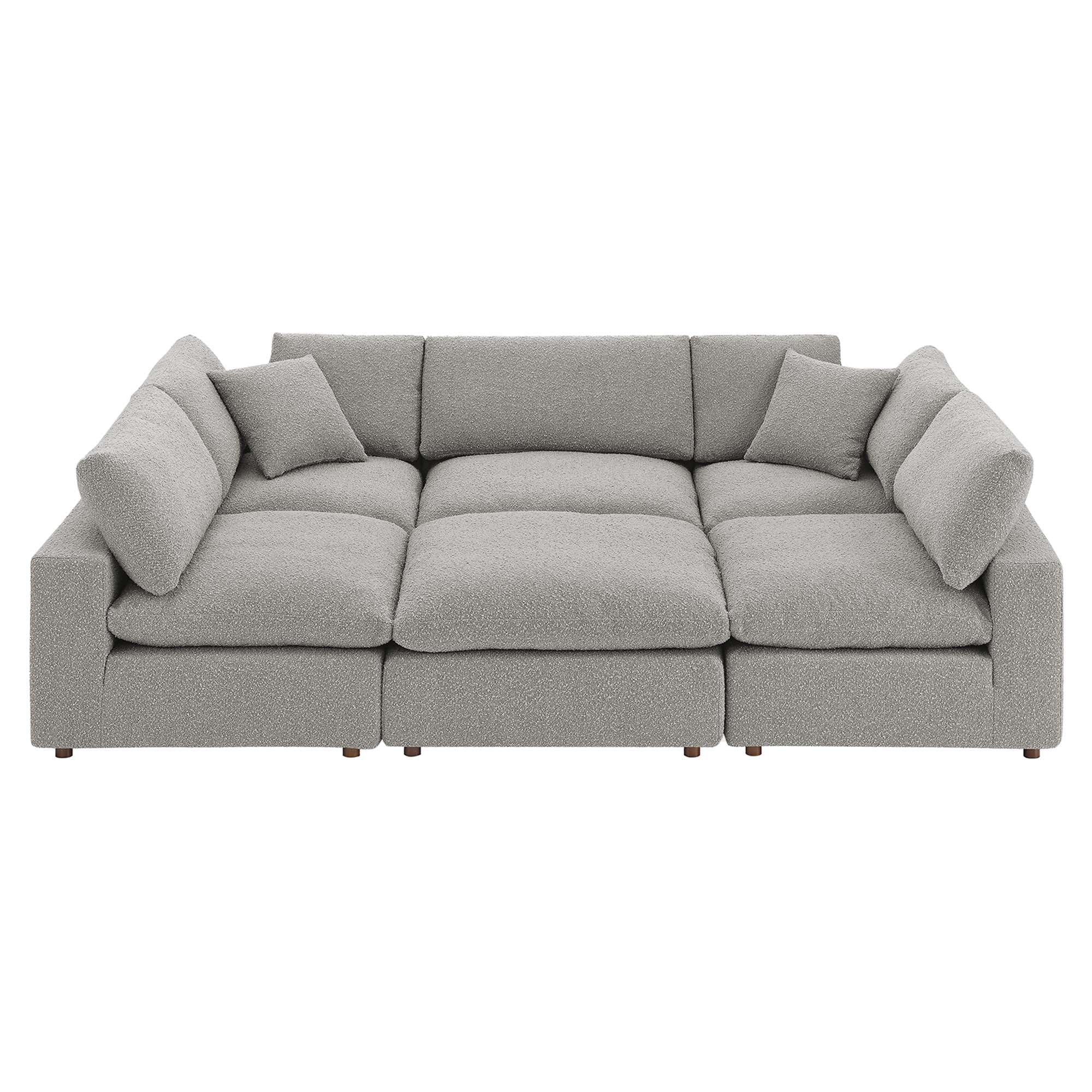 Chic 6-Piece Down Filled Overstuffed Boucle Fabric Couch Sectional Sof ...