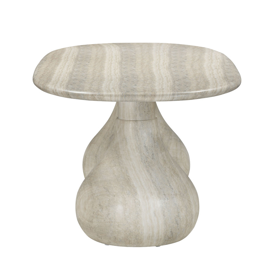 Oval Faux Travertine Coffee Table Indoor Outdoor – Spacejoy