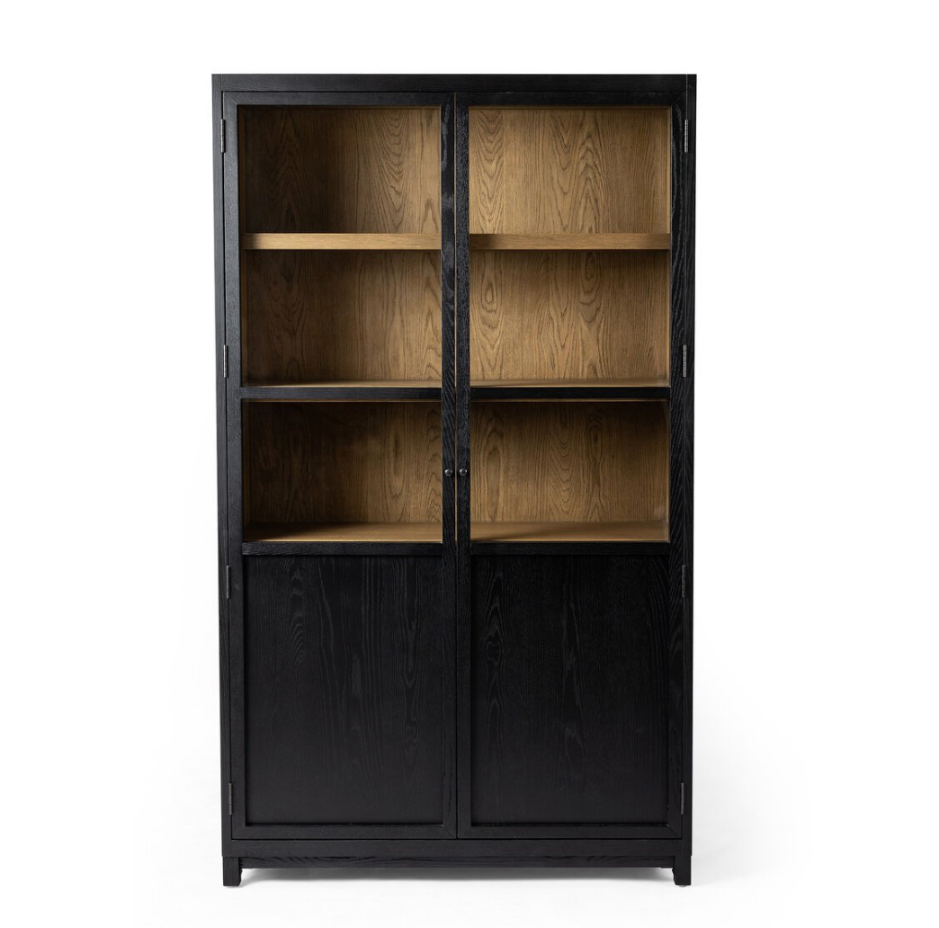 Mindi Panel and Glass Door Black Cabinet – Spacejoy