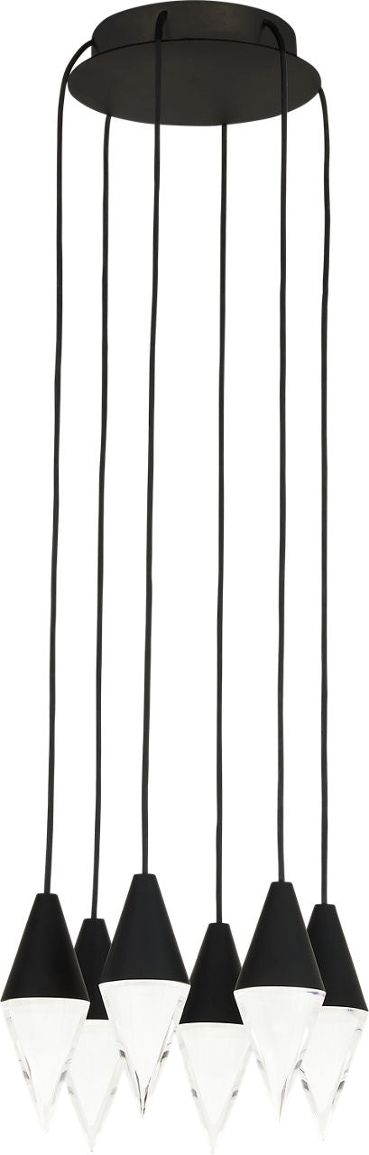 Turret 6 Light Chandelier 6 Light Nightshade Black Integrated LED 90 C ...