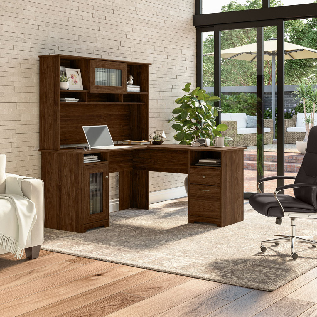 Shelonda L-Shape Executive Desk with Hutch Latitude Run® Color: Modern ...